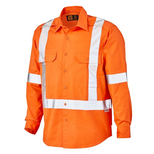 ELEVEN Workwear AEROCOOL Hi-Vis 'X' Taped L/S Shirt