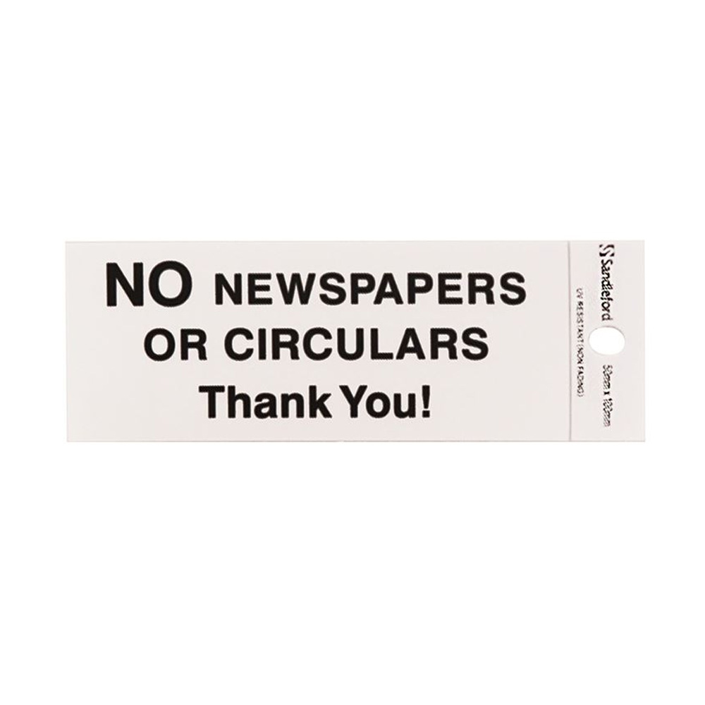 Sandleford "No Newspapers or Circulars Thank You!" 100x50mm Self ...