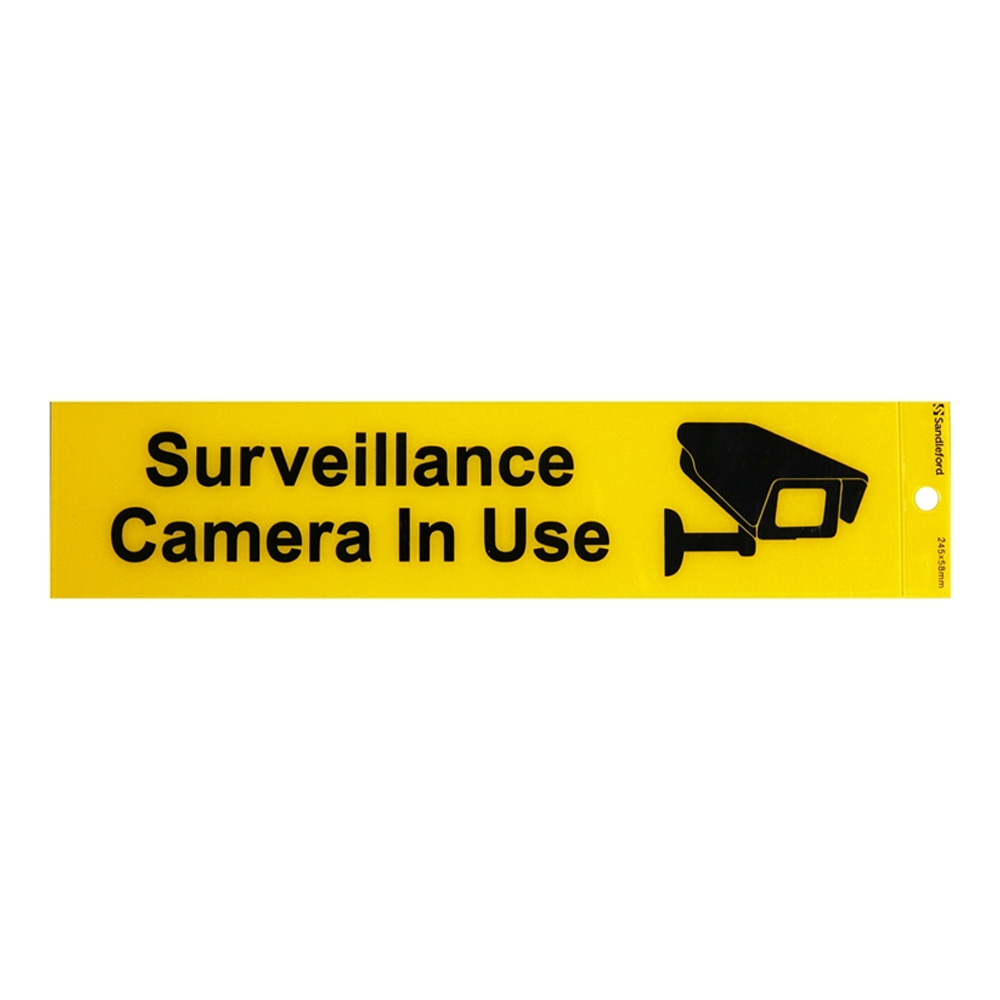 Sandleford "Surveillance Camera In Use" 245x58mm Self Adhesive Sign