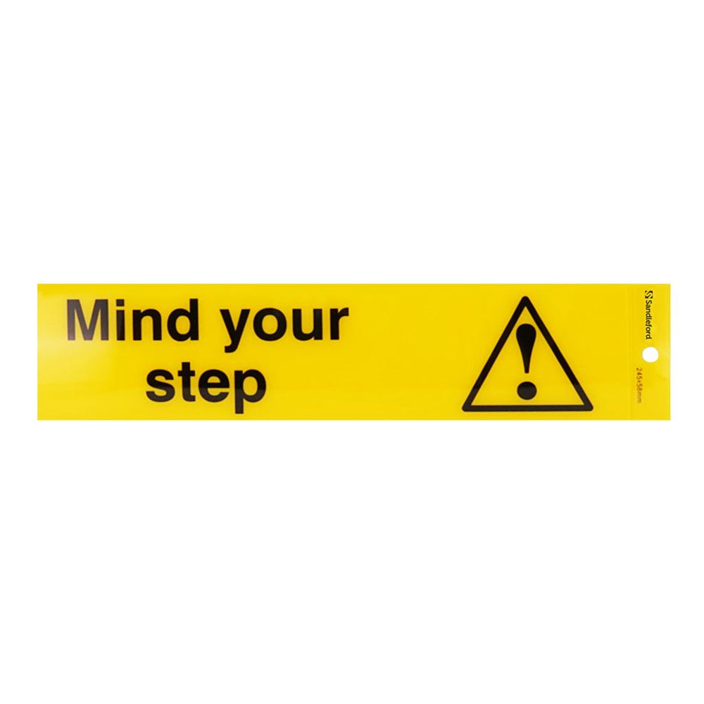 Sandleford "Mind Your Step" 245x58mm Self Adhesive Sign