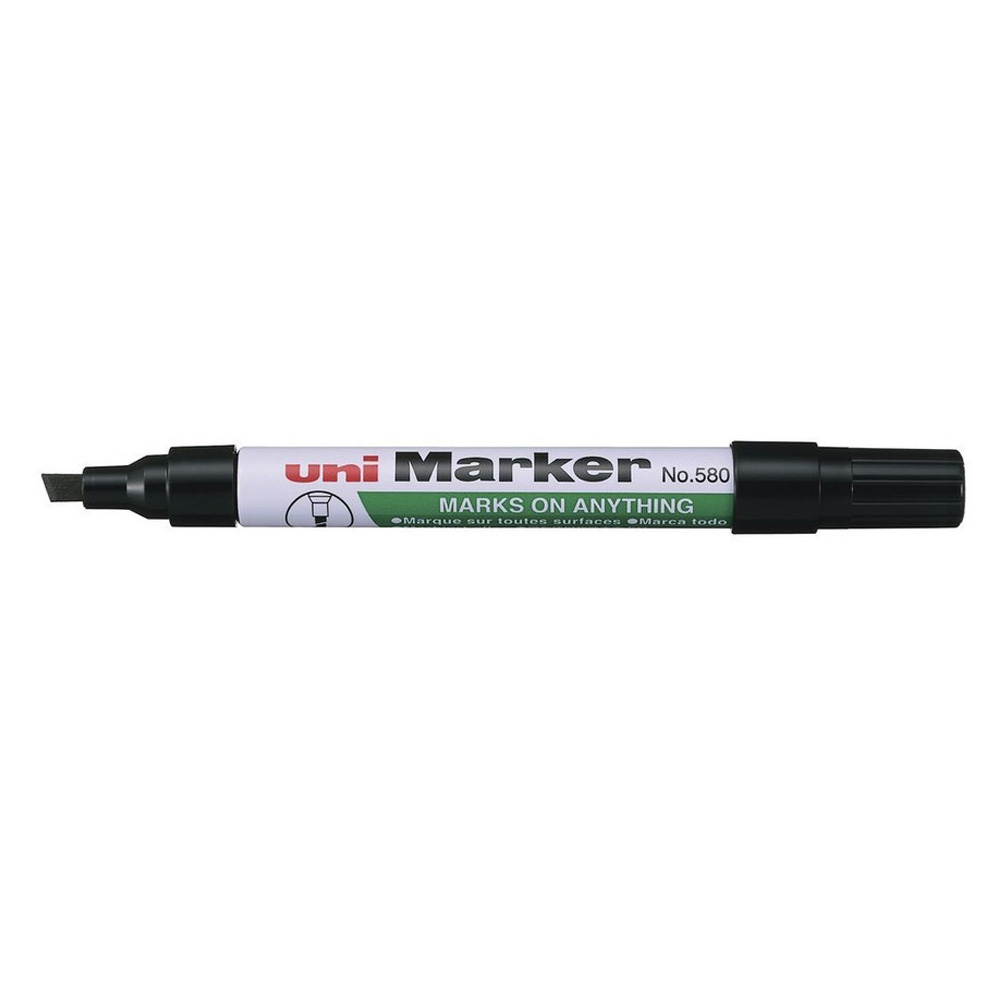 Mitsubishi Pencil Industrial UNI Permanent Marker Chisel Tip Black 580BK