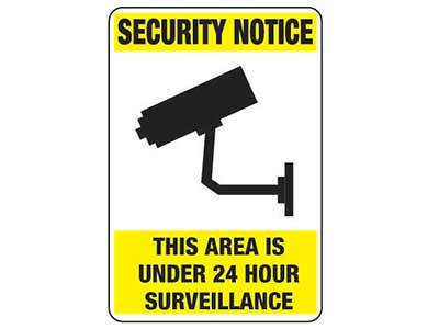 Security Sign This Area Is Under 24 Hour Surv Metal 450x300 SW023LSM