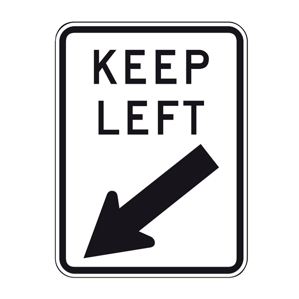 Keep Left Arrow 450x600mm Metal Traffic Sign R2-3AL