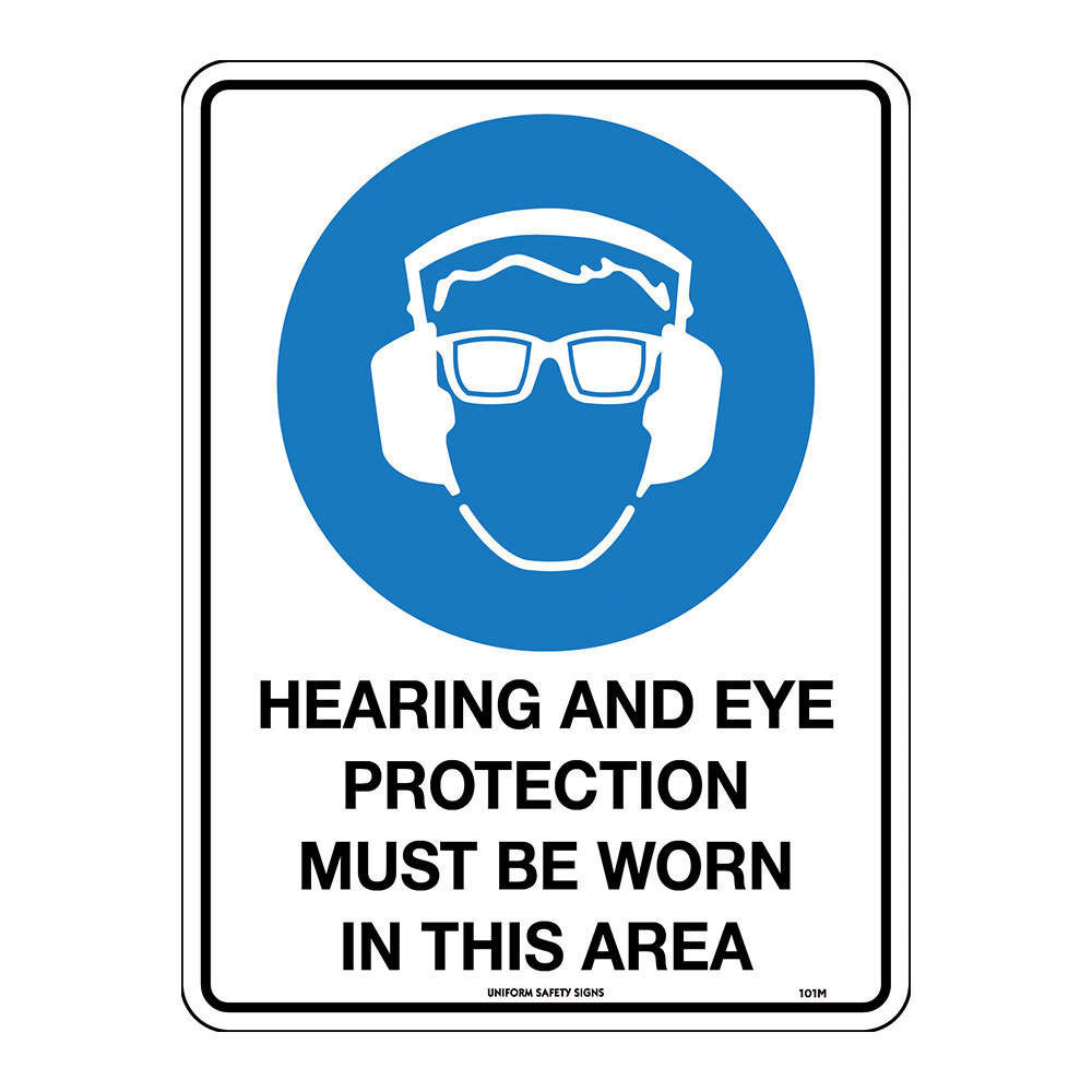 Hearing And Eye Protection Metal Sign 300x225mm