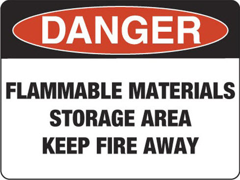 Danger Sign Flammable Material Storage Area Poly 300x225 256MP