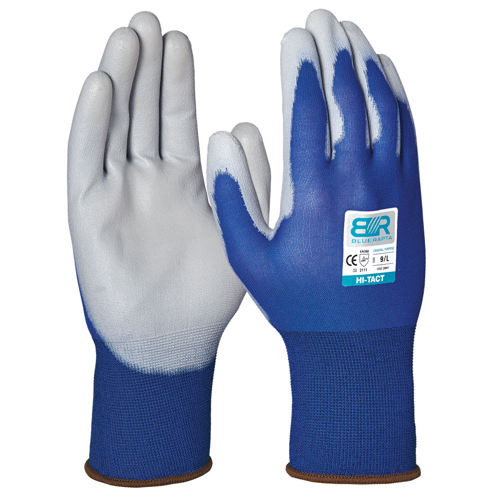 Blue Rapta 'HI-TACT' General Purpose PU Palm Coated Gloves BRHIT