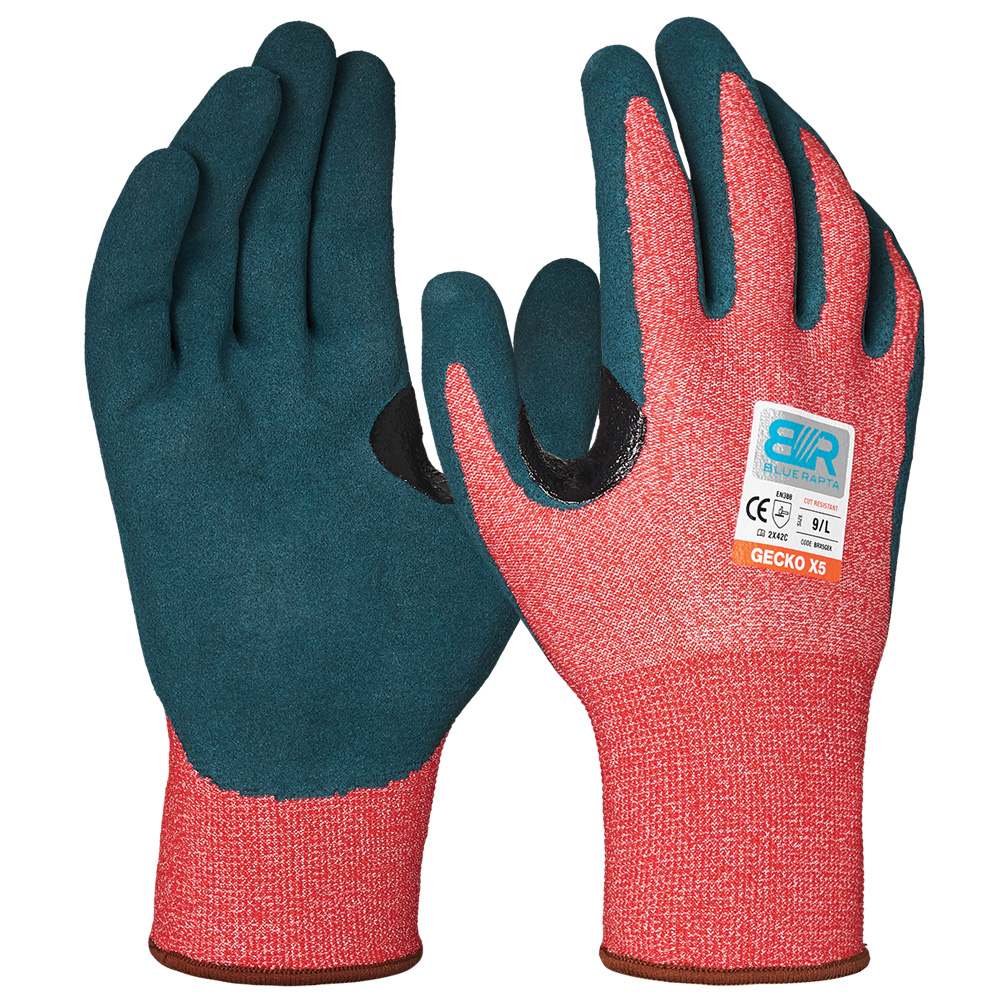 Blue Rapta 'GECKO X5' Cut Resistant Latex Foam Palm Gloves BRX5GEK