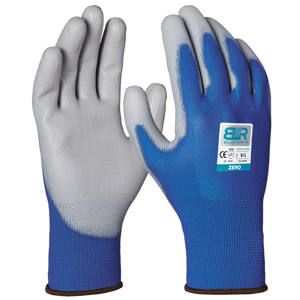 Blue Rapta 'ZERO' General Purpose PU Palm Coated Gloves BRZERO