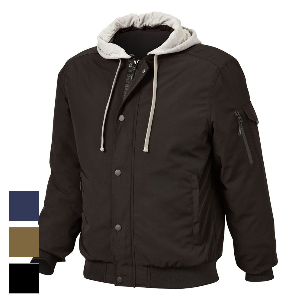 ELEVEN Workwear Quilted Bomber Jacket w/ Detachable Hood