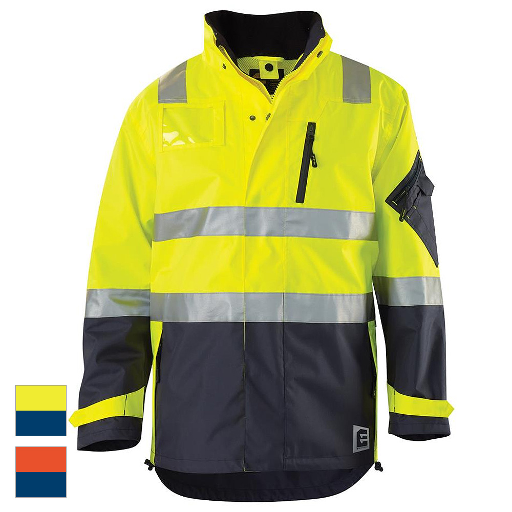 ELEVEN Workwear Spliced Hi-Vis 3M™ 'Hoop' Taped Waterproof Jacket