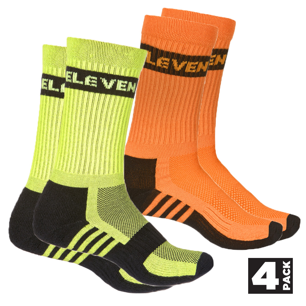 ELEVEN Hi Vis Crew Socks (4pk)