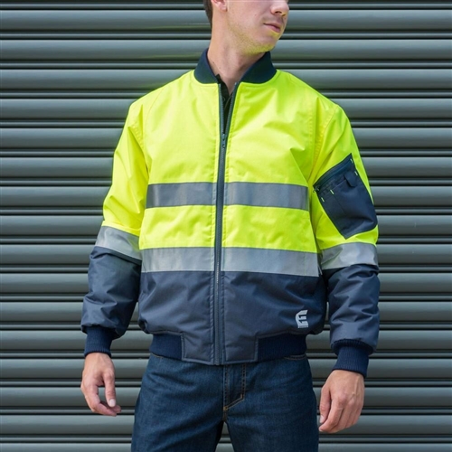 ELEVEN Workwear Hi-Vis Spliced 3M™ 'Hoop' Taped Bomber Jacket